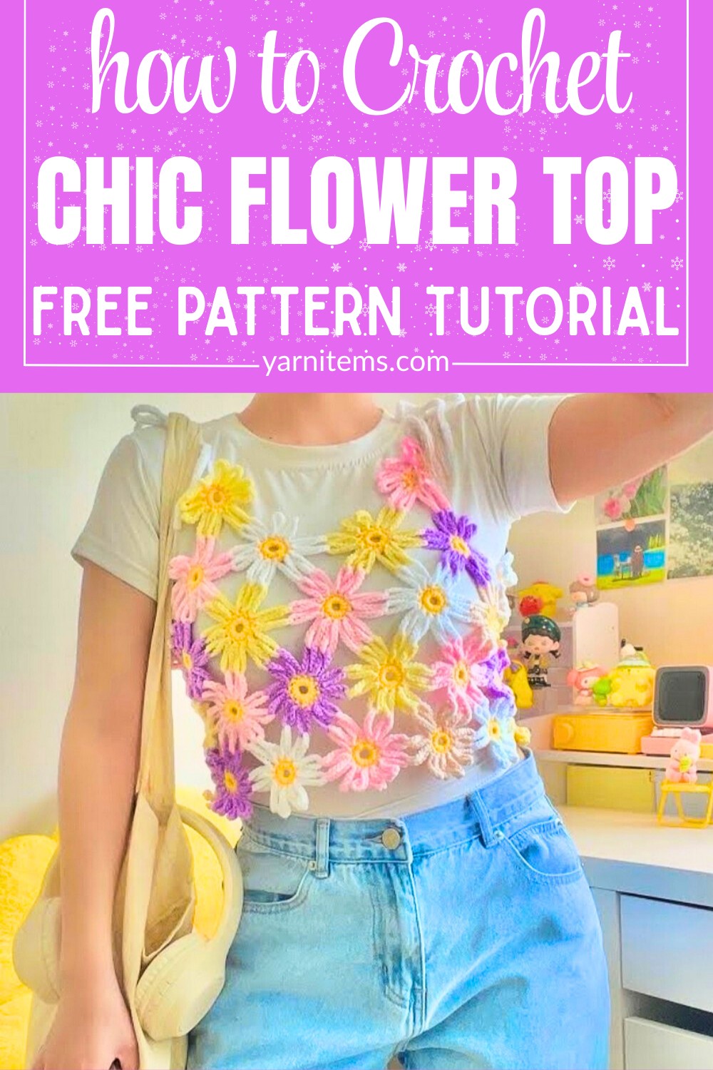 Crochet Flower Top—Vibrant Motif Design For Spring Style - Yarn Items