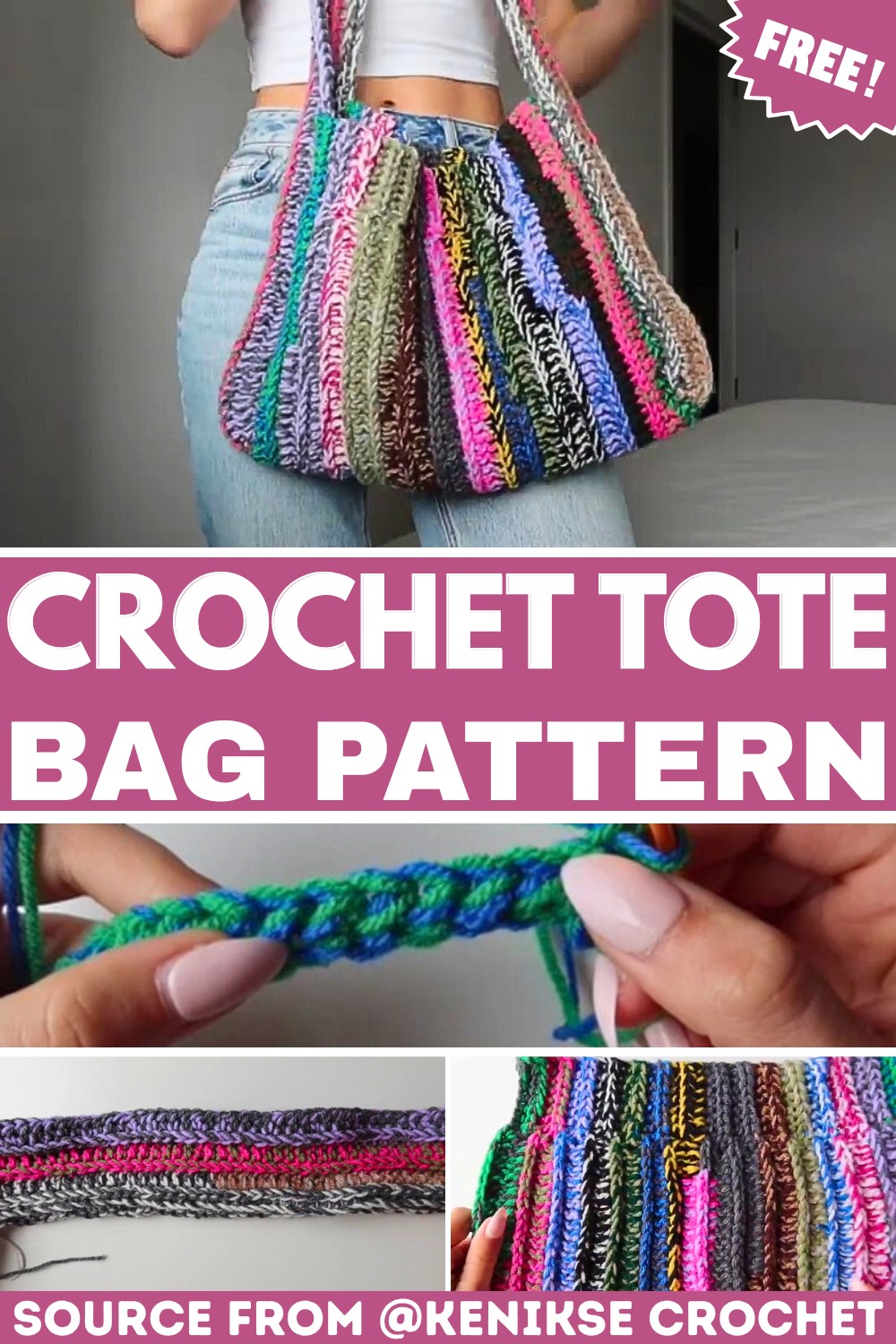 Easy Scrap Yarn Tote Bag Crochet Tutorial for Beginners - Yarn Items