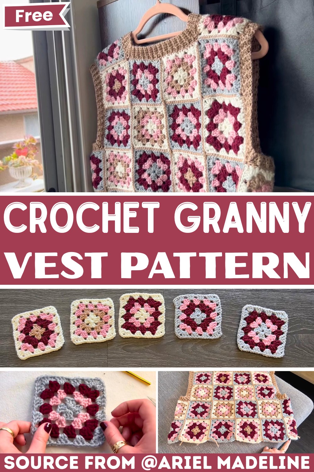 Granny Square Crochet Vest Pattern | Customizable and Stylish - Yarn Items