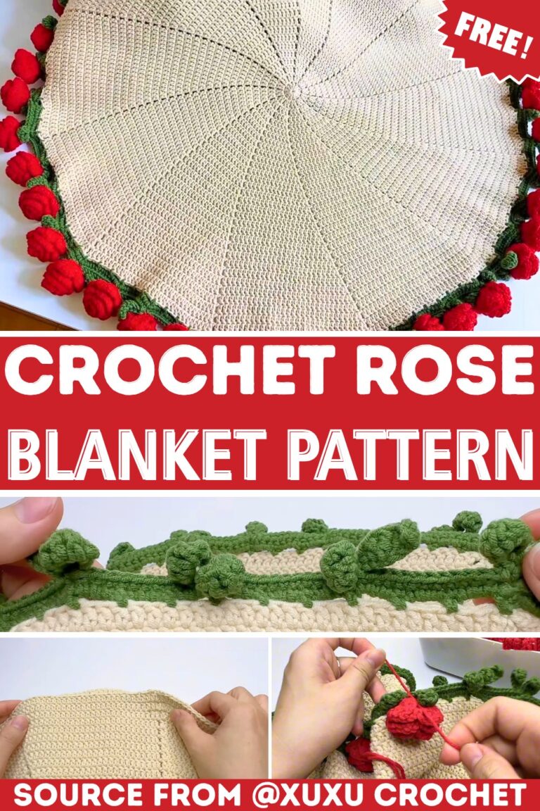 Crochet Rose Blanket With Spiral and Floral Charm - Yarn Items