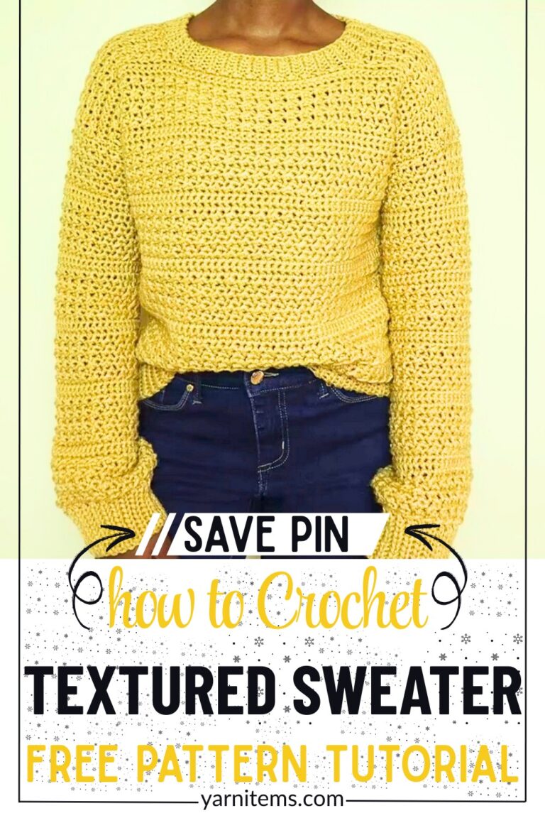 Crochet Textured Sweater with Warm Ribbed Design - Yarn Items