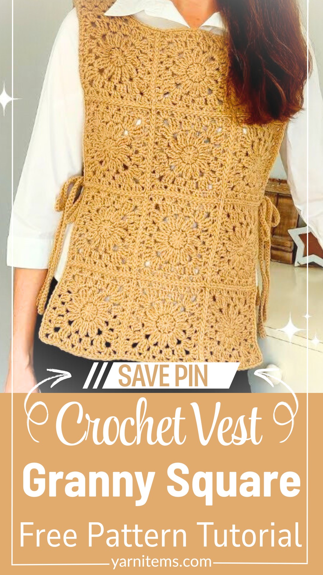 Handmade Crochet Granny Square Vest - Timeless Sunburst Design - Yarn Items