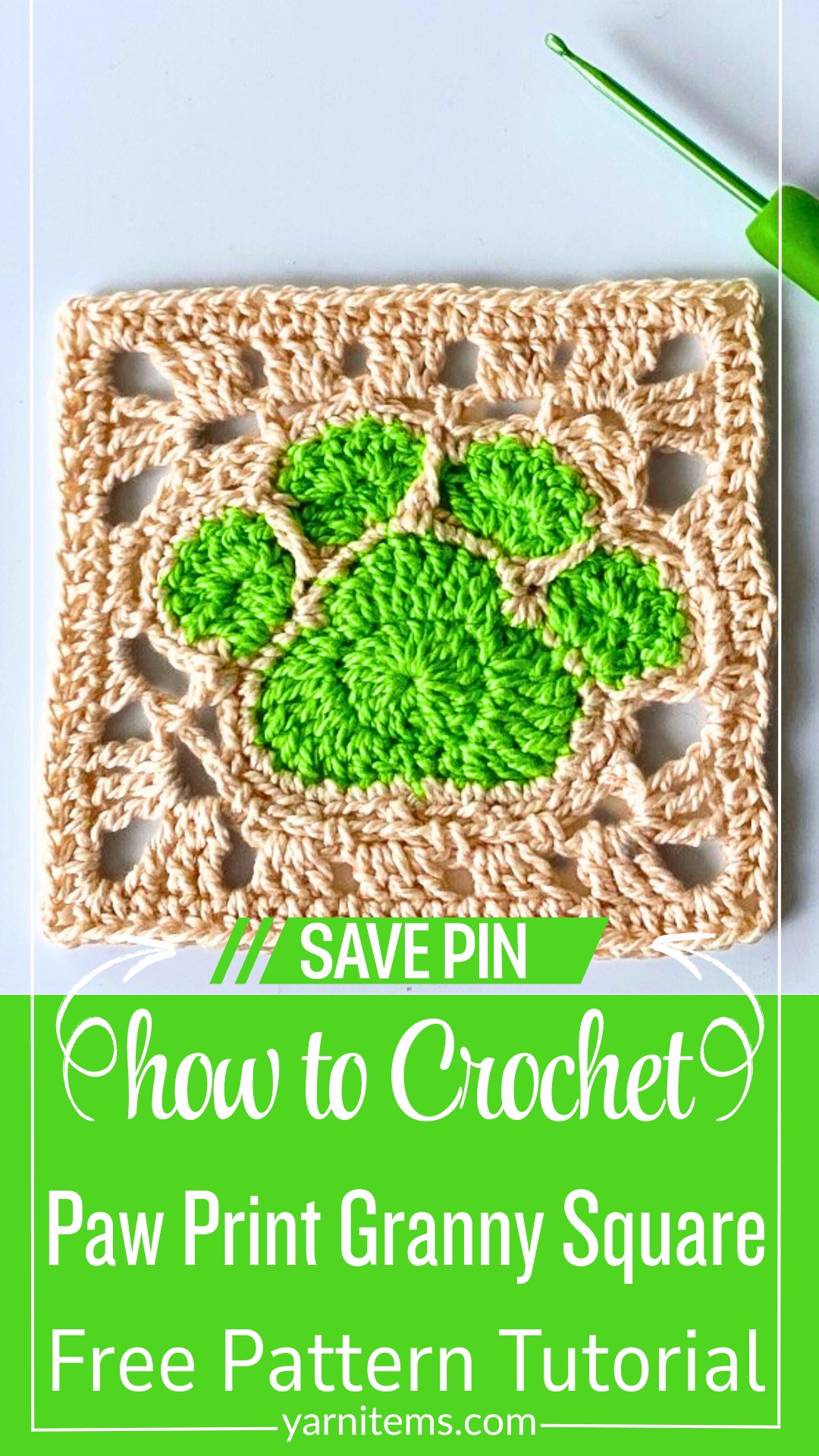 Crochet Paw Print Granny Square – Perfect for Blankets & More - Yarn Items