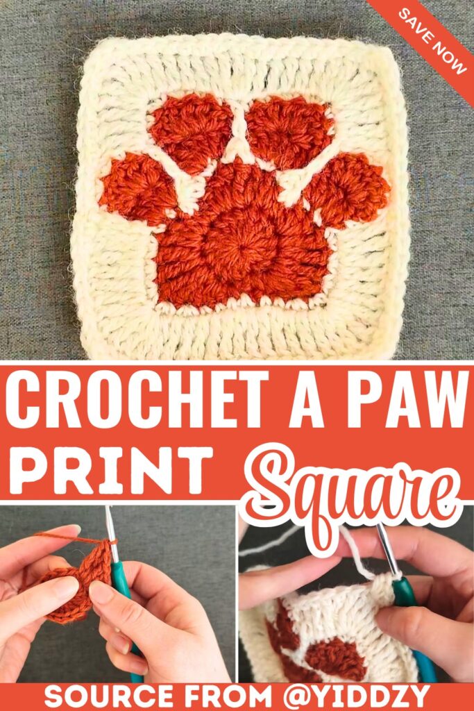 Crochet Paw Print Granny Square Tutorial for Pet Lovers - Yarn Items