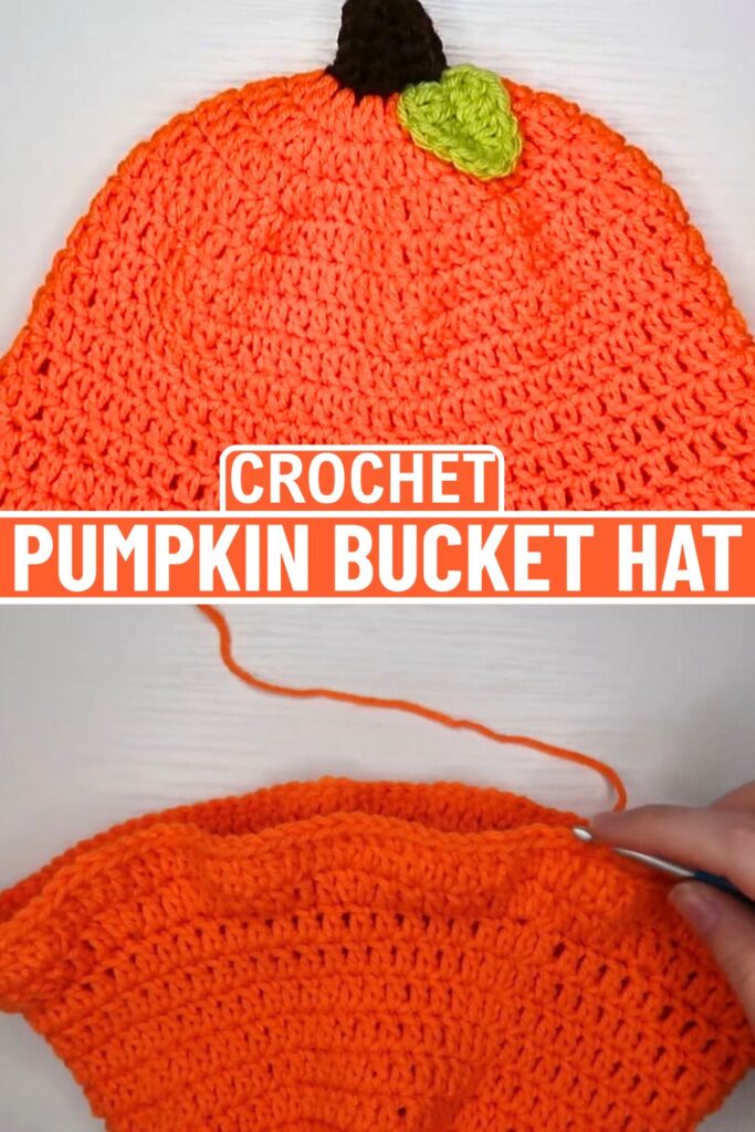 Crochet a Festive Pumpkin Bucket Hat with Stem and Leaf Details - Yarn ...