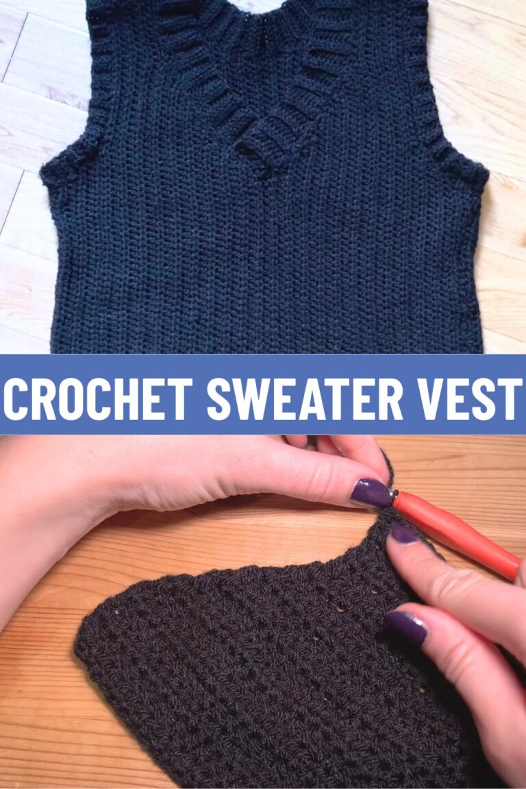 Crochet V-Neck Sweater Vest Tutorial with Ribbed Edges - Yarn Items